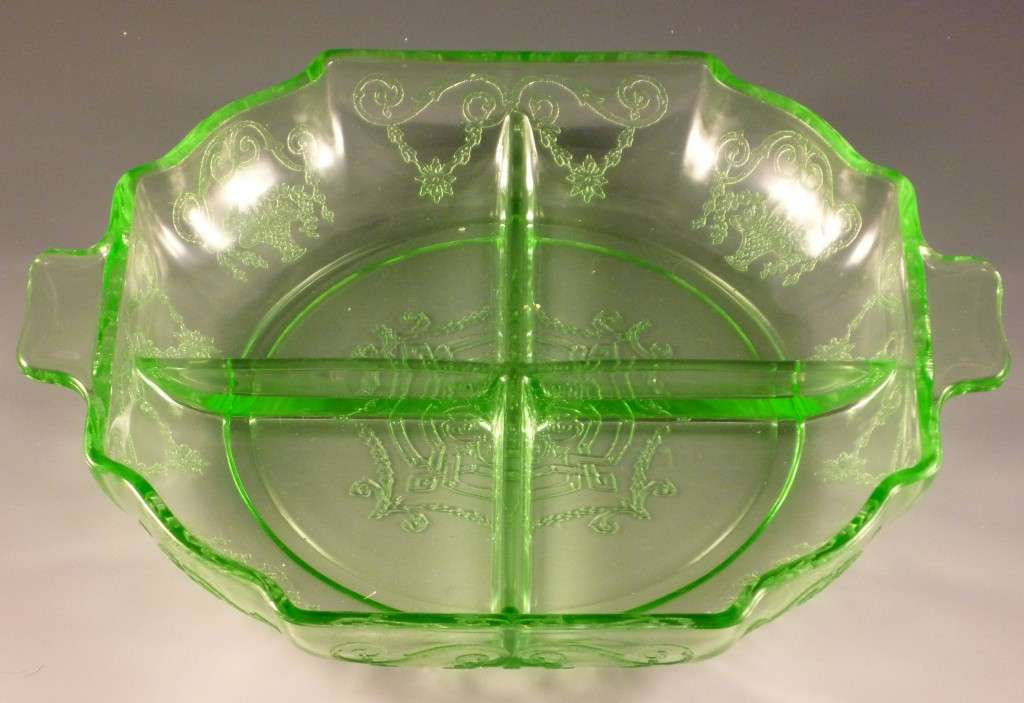 Lorain Depression Glass – Beautiful Basket Pattern in Green and Yellow ...