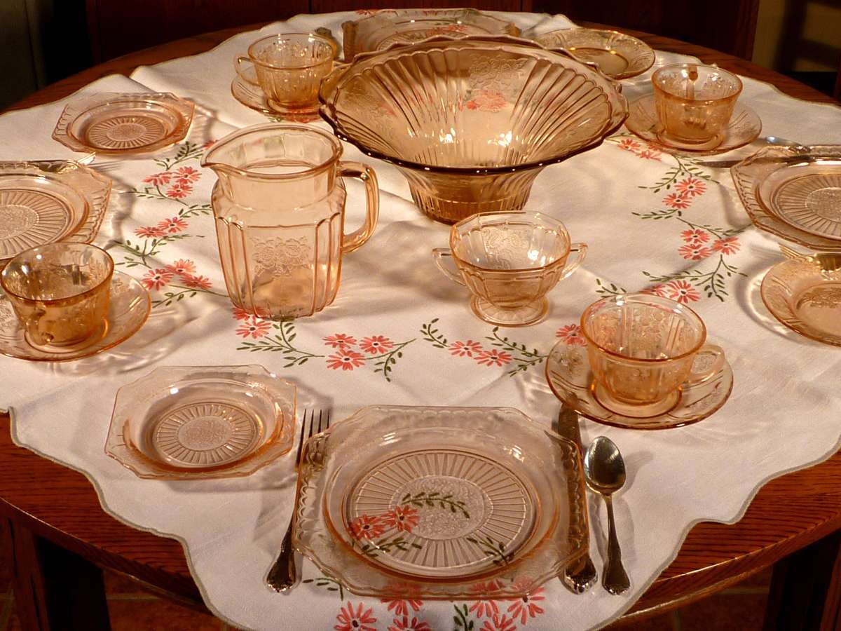 Roses Everywhere in the Depression- Mayfair Open Rose Pink Glass