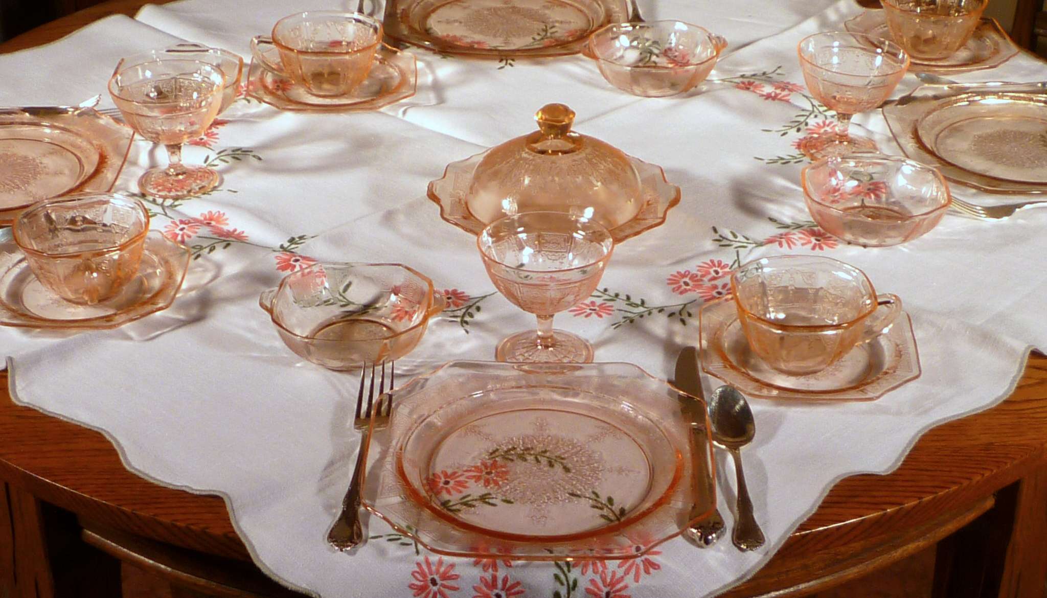 Princess Pink Depression Glass Table for Four – Tablescape Thursday