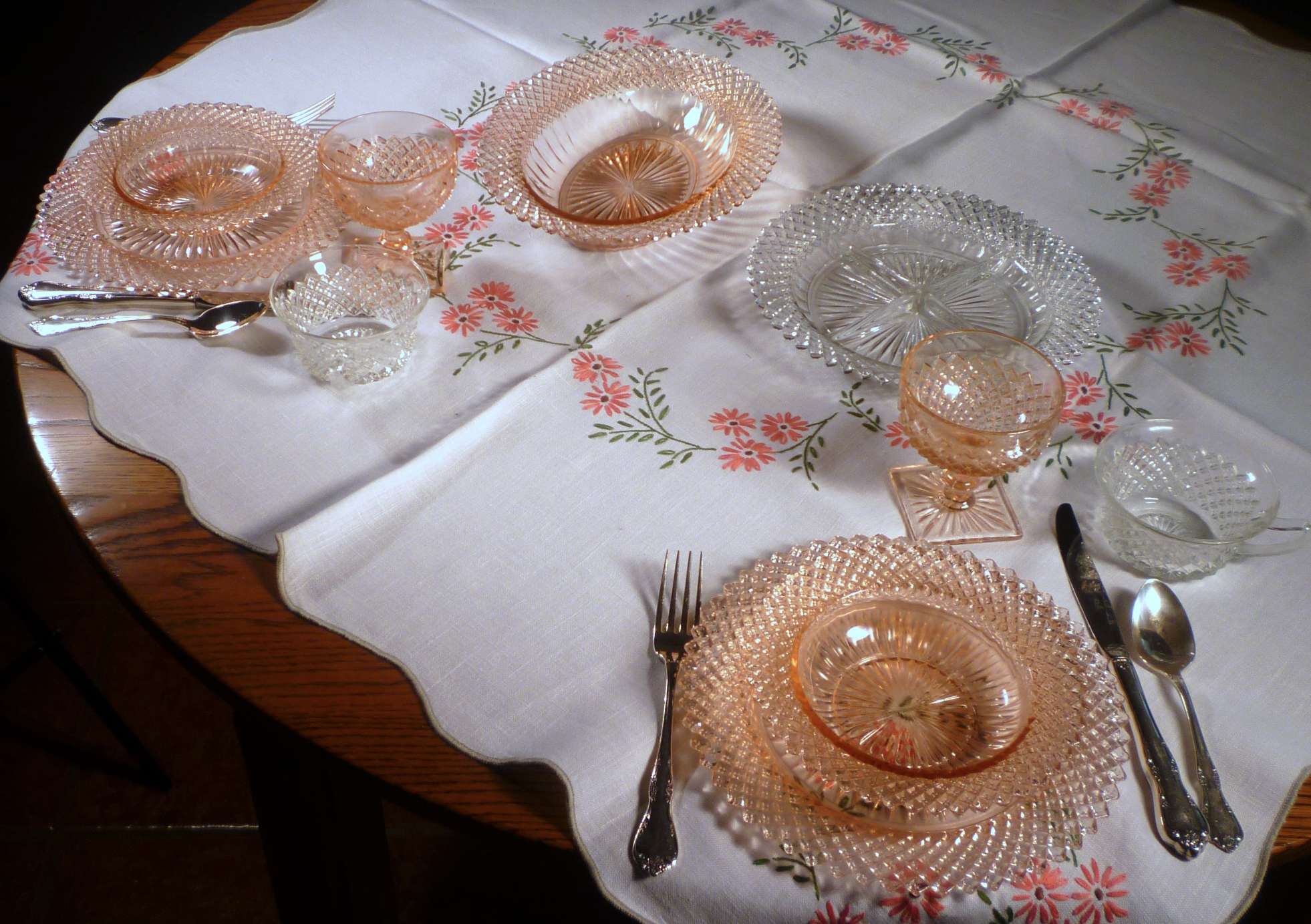 Mostly Pink Miss America Depression Glass Tablescape Thursday