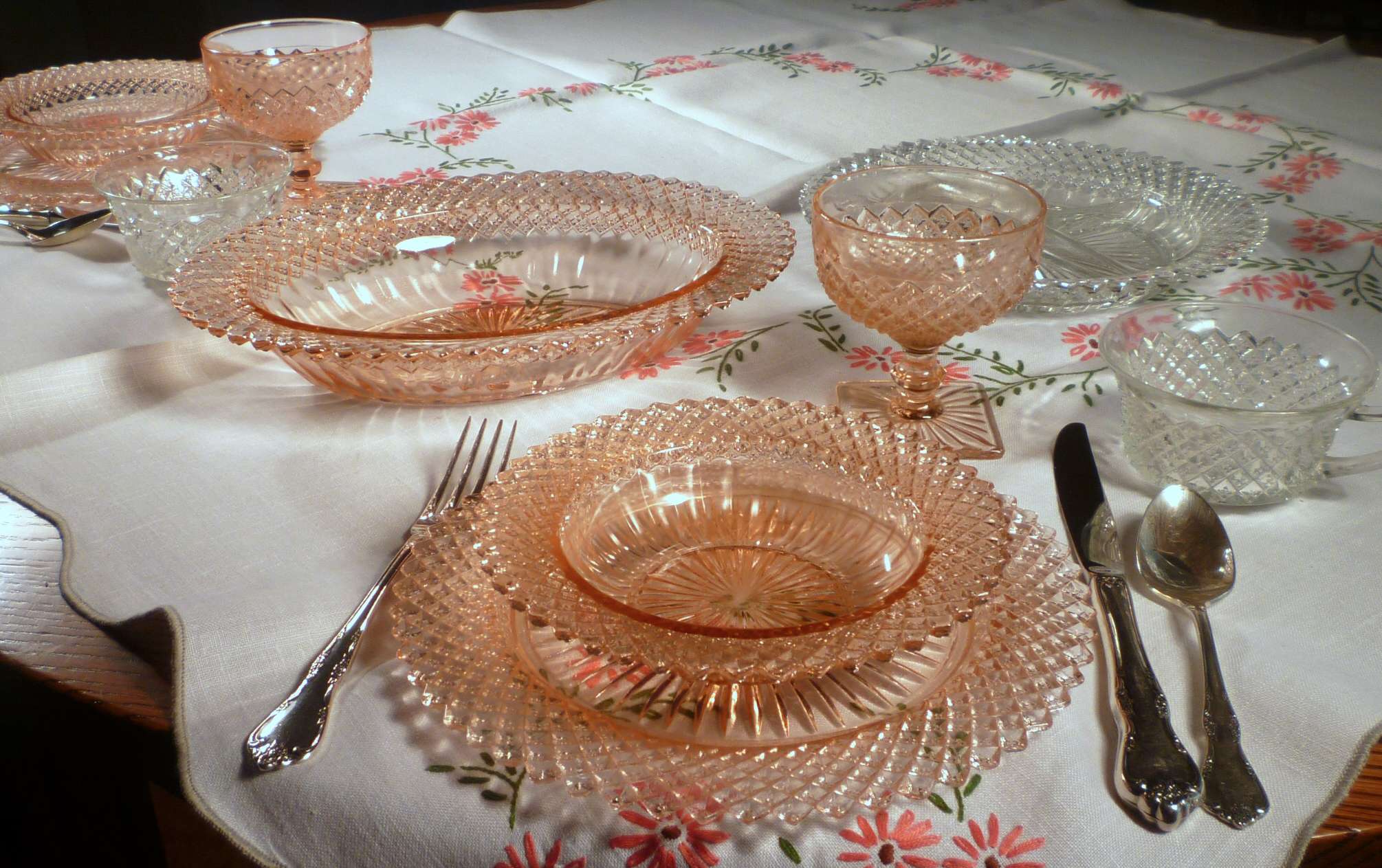 Mostly Pink Miss America Depression Glass Tablescape Thursday