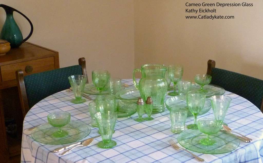 Ballerina in Green – Cameo Green Depression Glass Tablescape