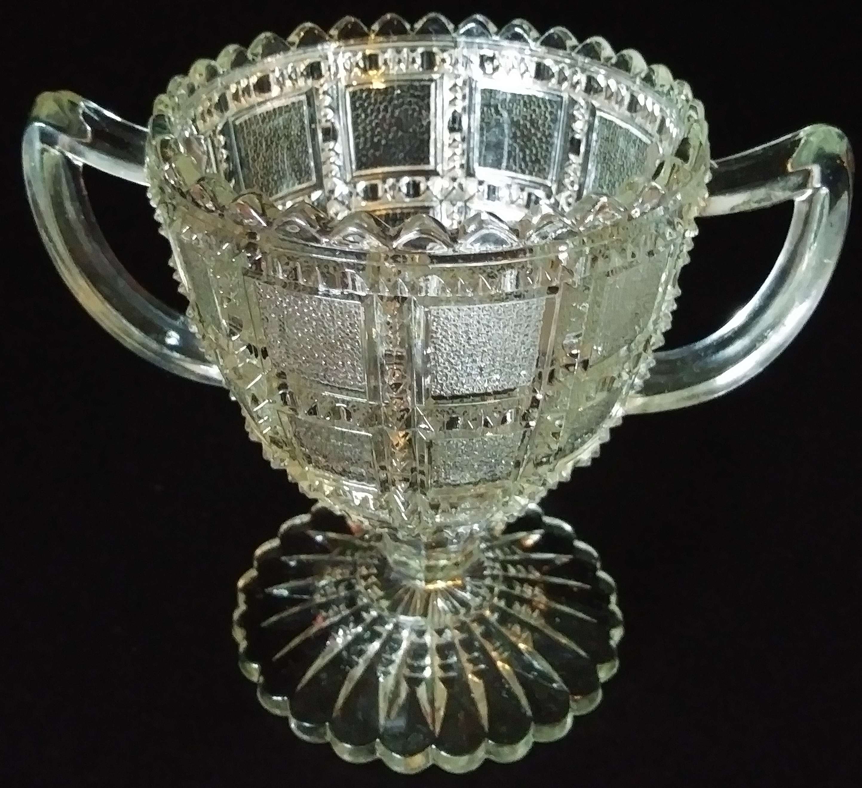 Imperial Frosted Beaded Block Crystal Depression Glass Sugar Bowl from ...