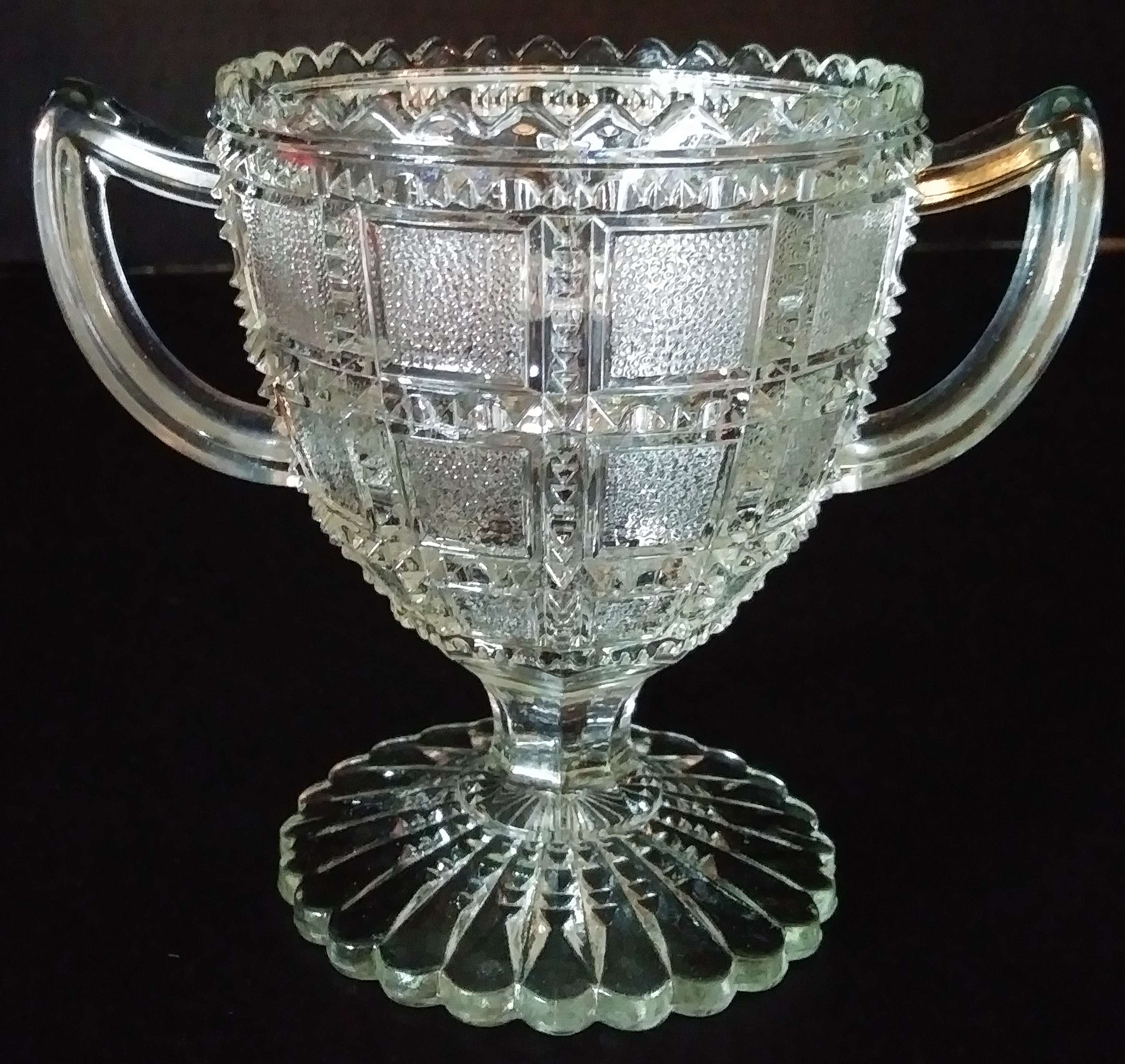 Imperial Frosted Beaded Block Crystal Depression Glass Sugar Bowl from ...
