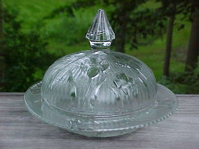 Iris and Herringbone Depression Glass on Parade