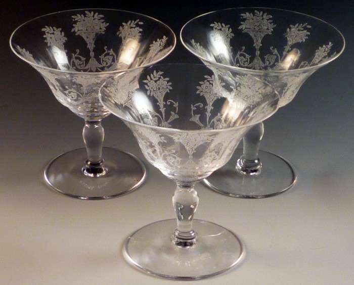 Morgantown Mayfair – Elegant Etched Crystal – Flower Urns and Scrolls