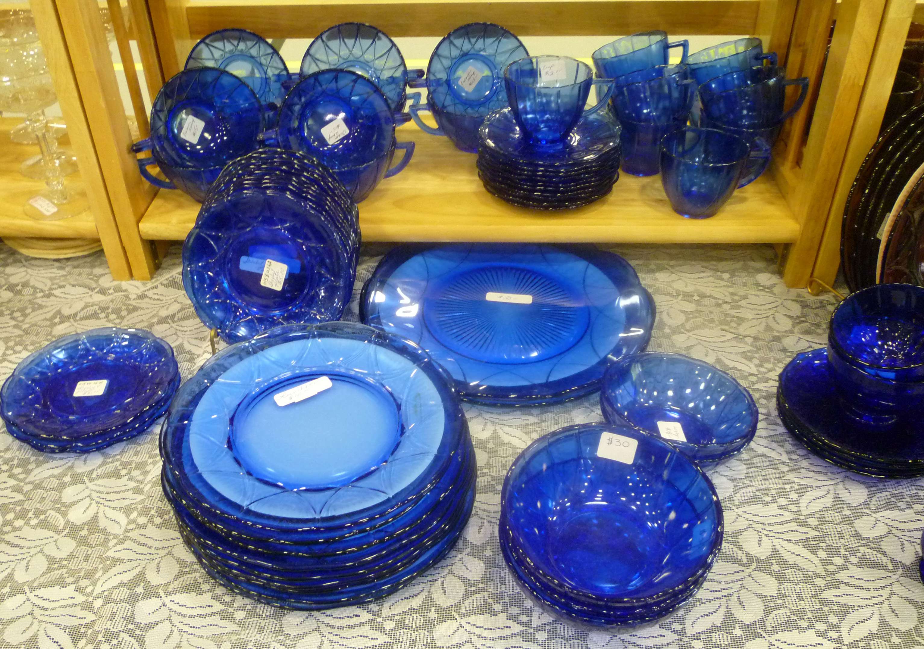 Newport Hairpin Depression Glass in Amethyst and Cobalt